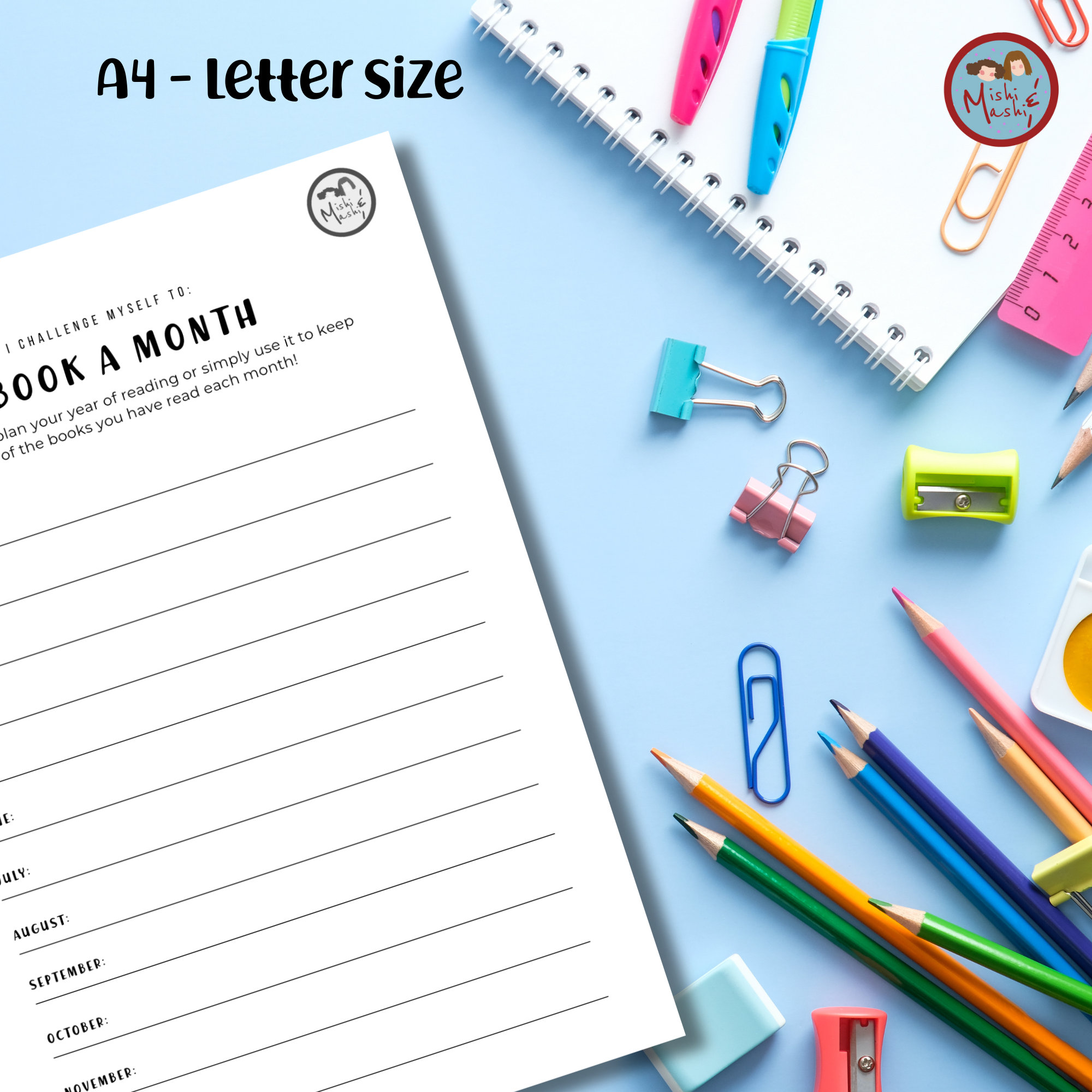 1 Book a Month Tracker - Yearly Book Tracker Planner Page - Instant ...