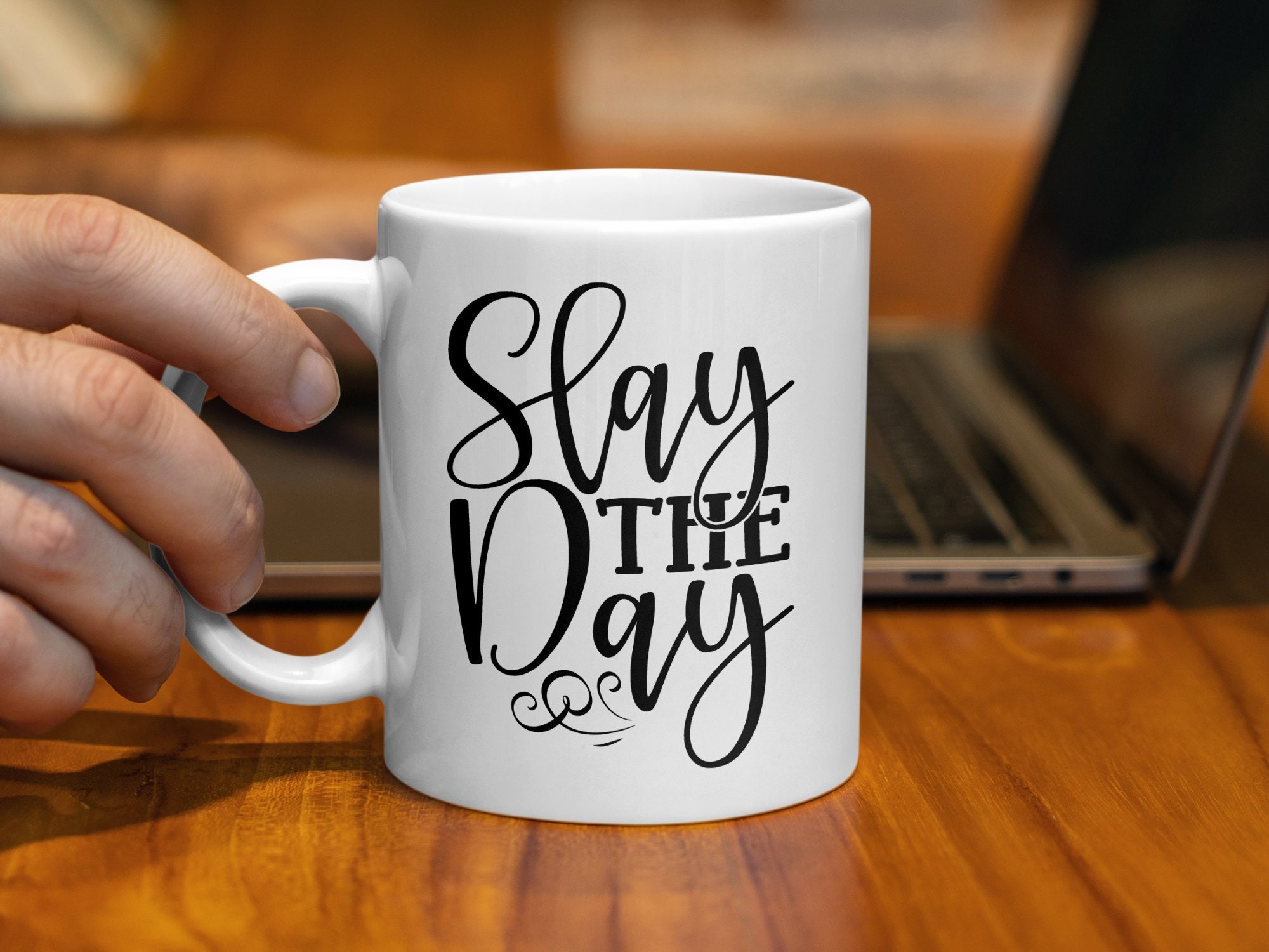 Slay the Day White Coffee Mug, Coffee Lover Gifts, Mom Gifts, Boss ...