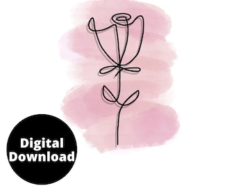 Rose Line Art Digital Download Wall Decor - Etsy