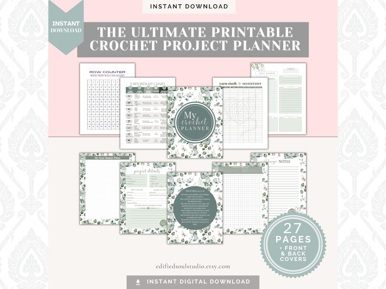 Ultimate Printable Crochet Project and Undated Daily Planner Logbook ...