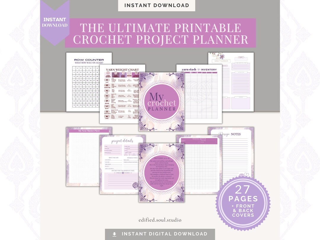 Ultimate Printable Crochet Project and Undated Daily Planner Logbook ...