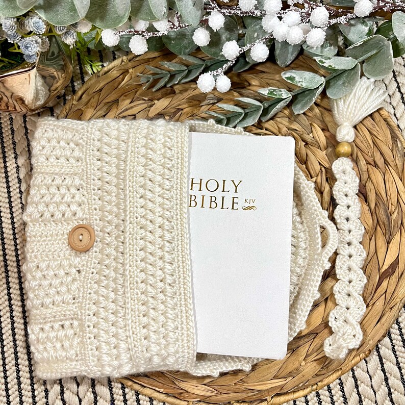 Handmade Crochet Boho Bible/book Cover With Button , Crochet Book ...