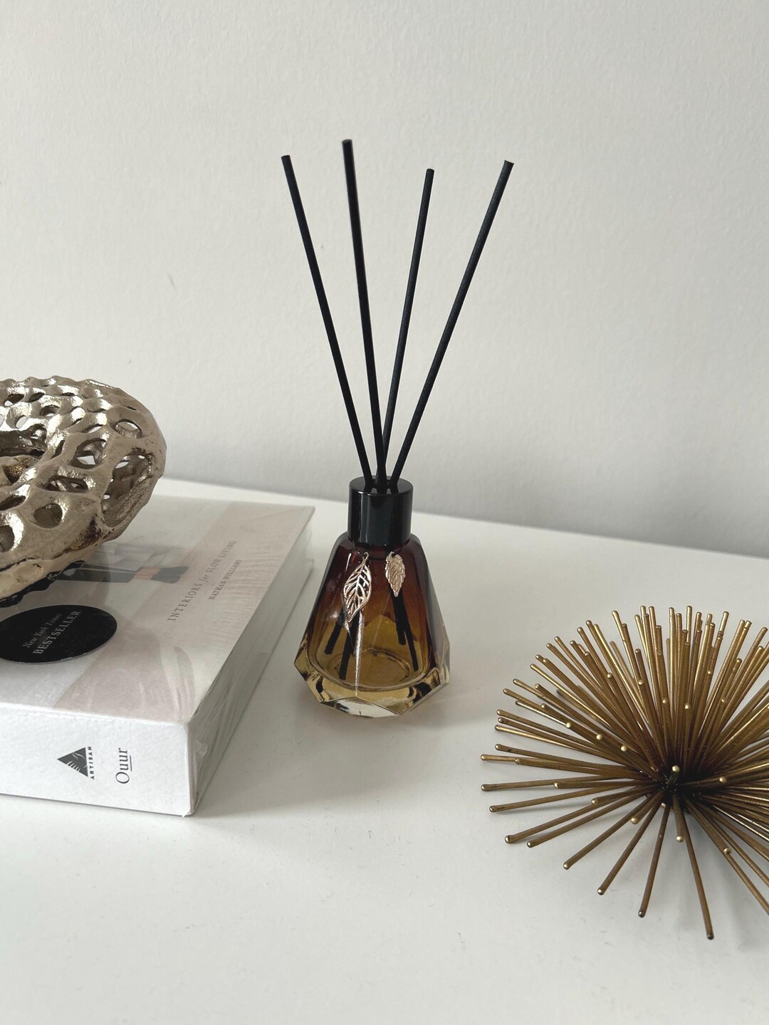 Reed Diffuser With Leaf | Bottle With Sticks| Diffuser Oil | Home Decor ...