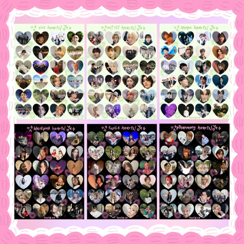 Kpop Hearts Sticker Sheet - Etsy