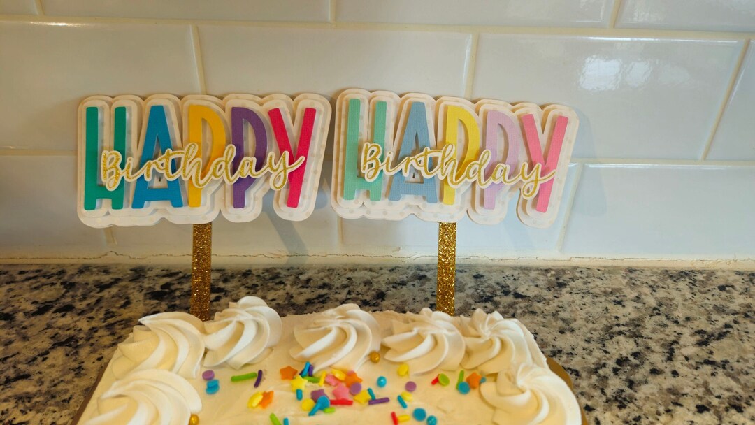 Colorful Birthday Cake Topper - Etsy