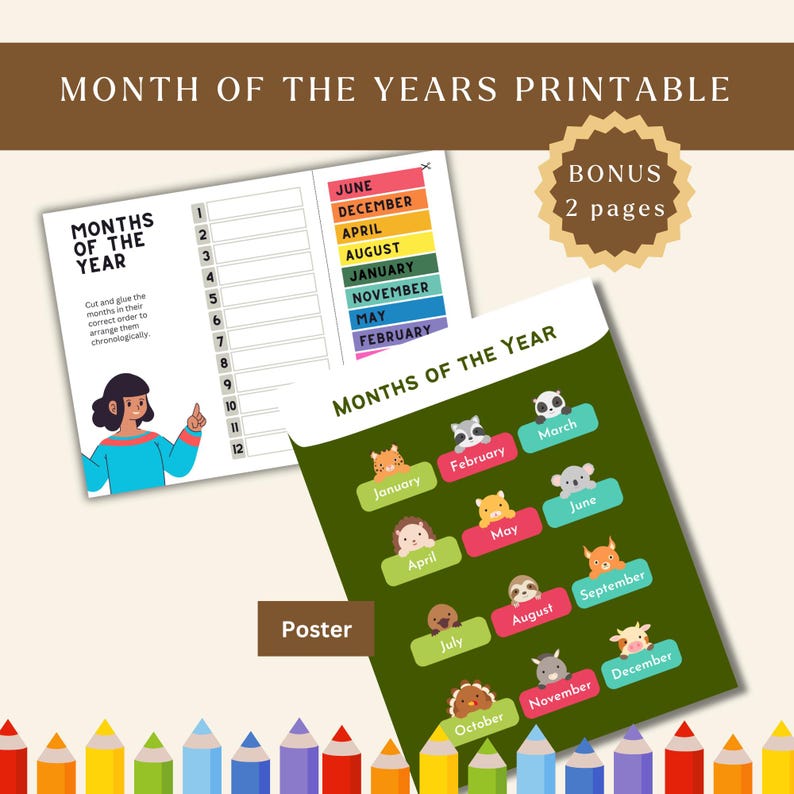 Tracing Months of the Year Worksheets Printable, Kindergarten ...