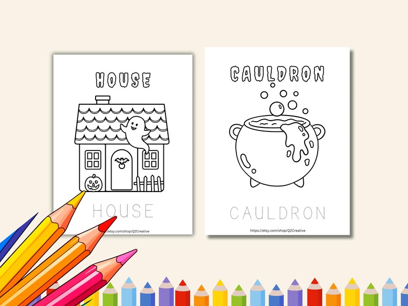 Halloween Coloring Pages for Kids, Tracing Worksheets Printable ...