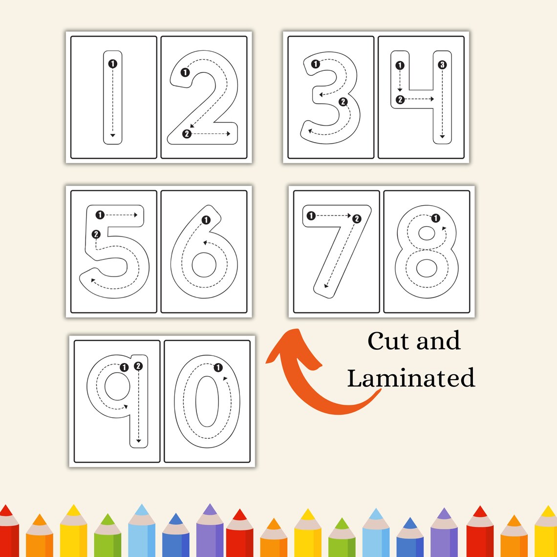 Preschool Number Flashcards, Number Play Dough Mats, Number 0-9 Tracing ...