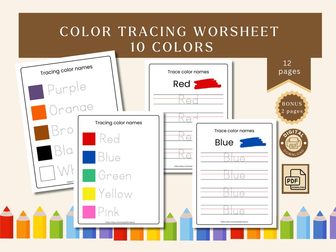Color Tracing Worksheet, Kindergarten Worksheets, Spellings, Learn to ...