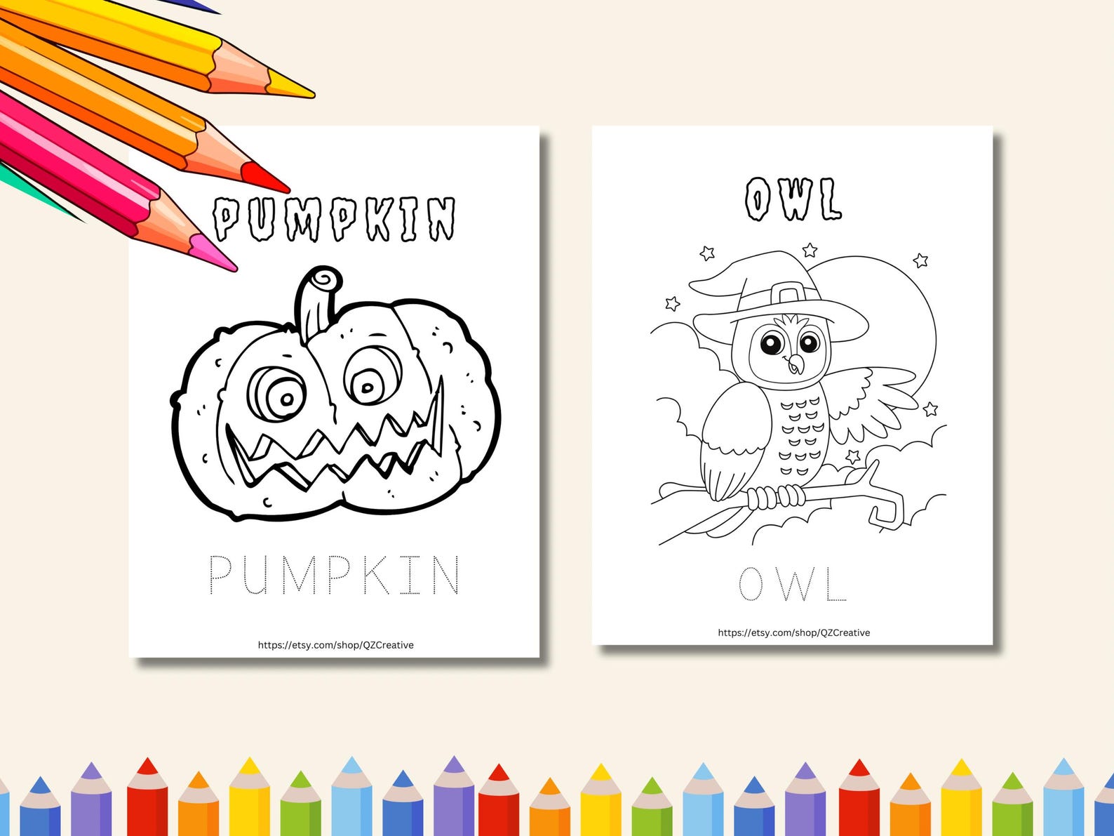 Halloween Coloring Pages for Kids, Tracing Worksheets Printable ...