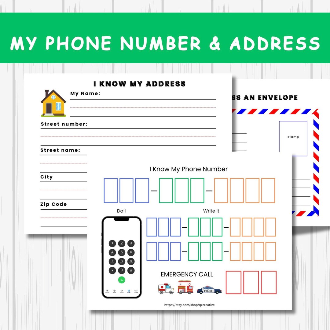 Address and Phone Number Practice Activity, I Know My Home Address ...