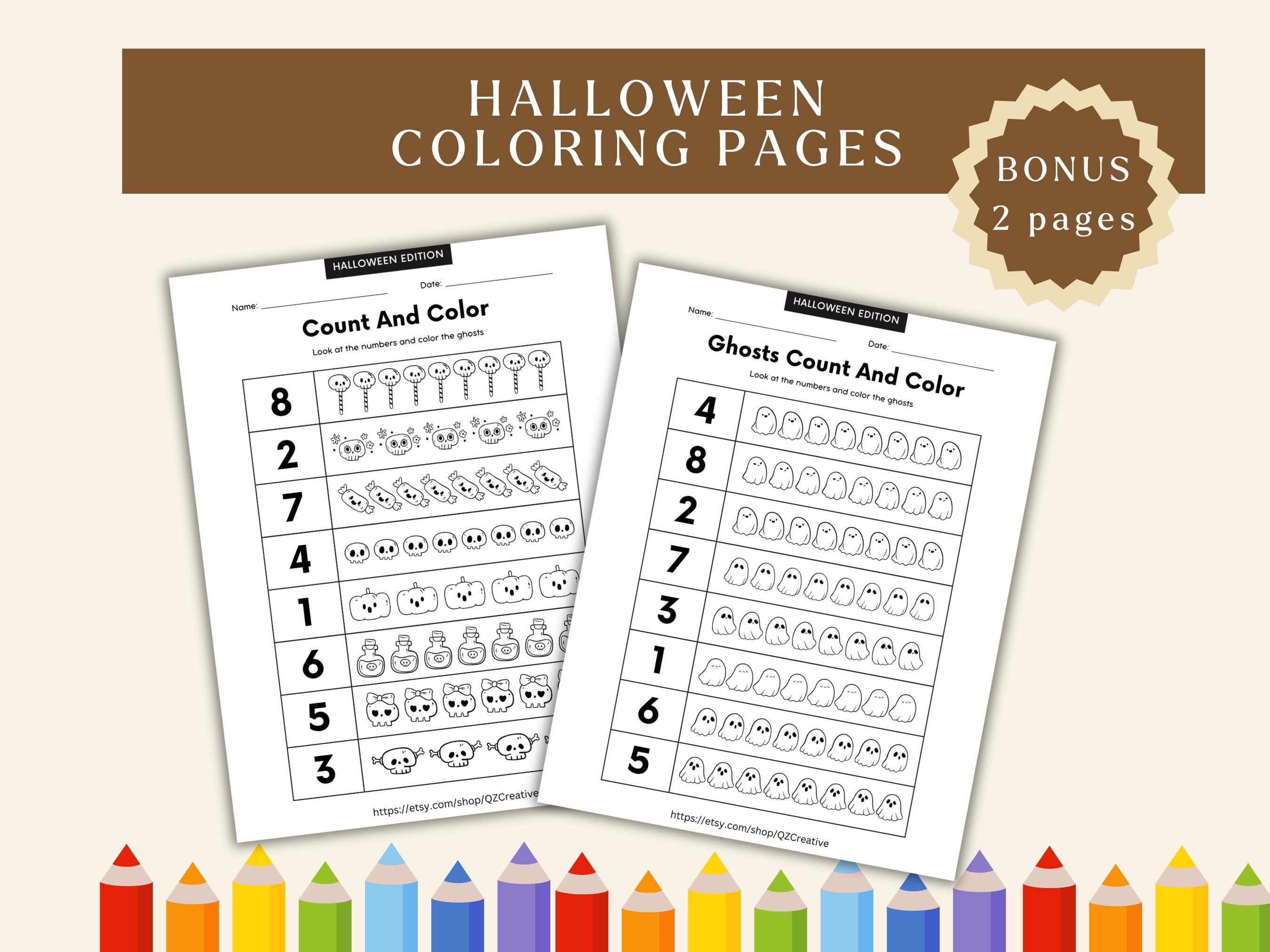 Halloween Coloring Pages for Kids, Tracing Worksheets Printable ...