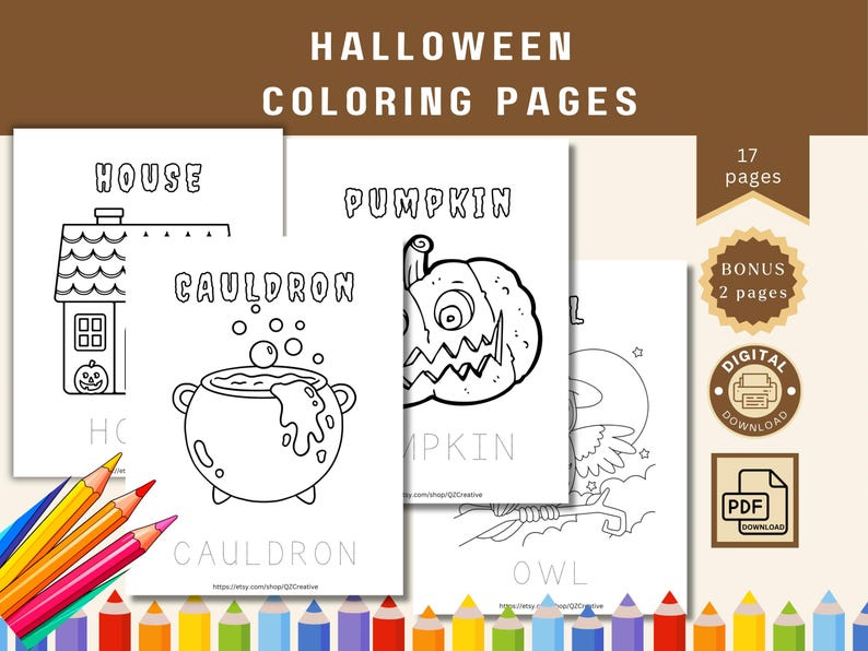 Halloween Coloring Pages for Kids, Tracing Worksheets Printable ...