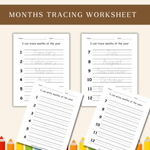 Tracing Months Preschool Worksheets, Days of the Week Printable ...