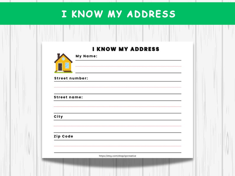 Address and Phone Number Practice Activity, I Know My Home Address ...
