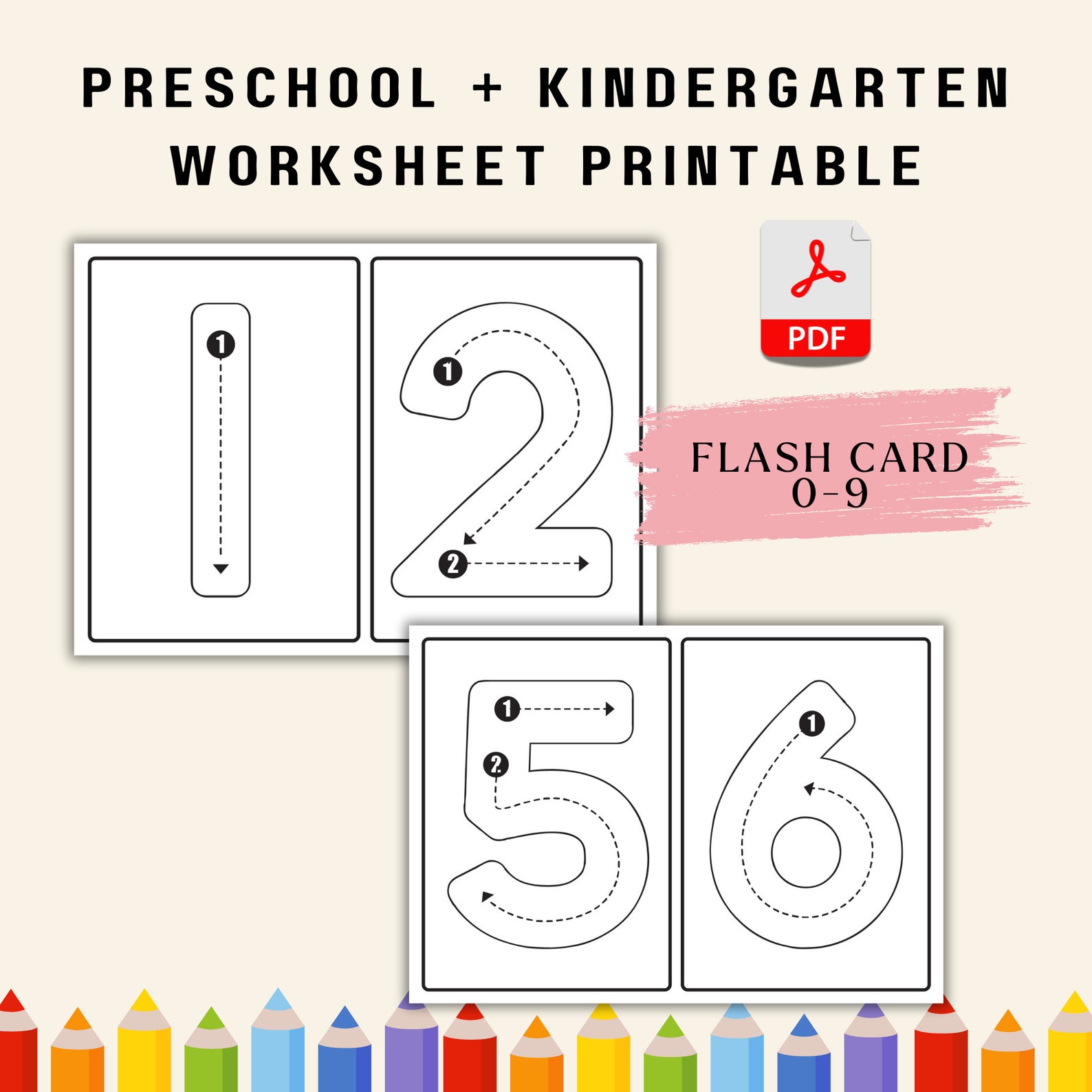 Preschool Number Flashcards, Number Play Dough Mats, Number 0-9 Tracing ...
