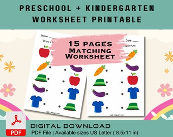 Matching Worksheets, Match the Picture, Kindergarten Preschool Activity ...