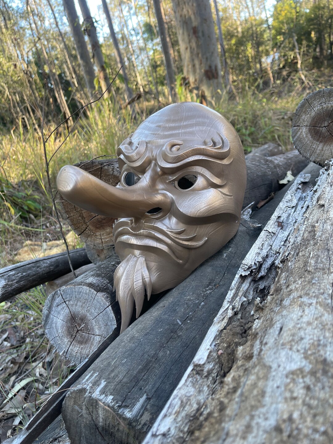 Bronze Tengu Japanese Demon Oni Mask Cold Cast Bronze Mask Sculpture ...