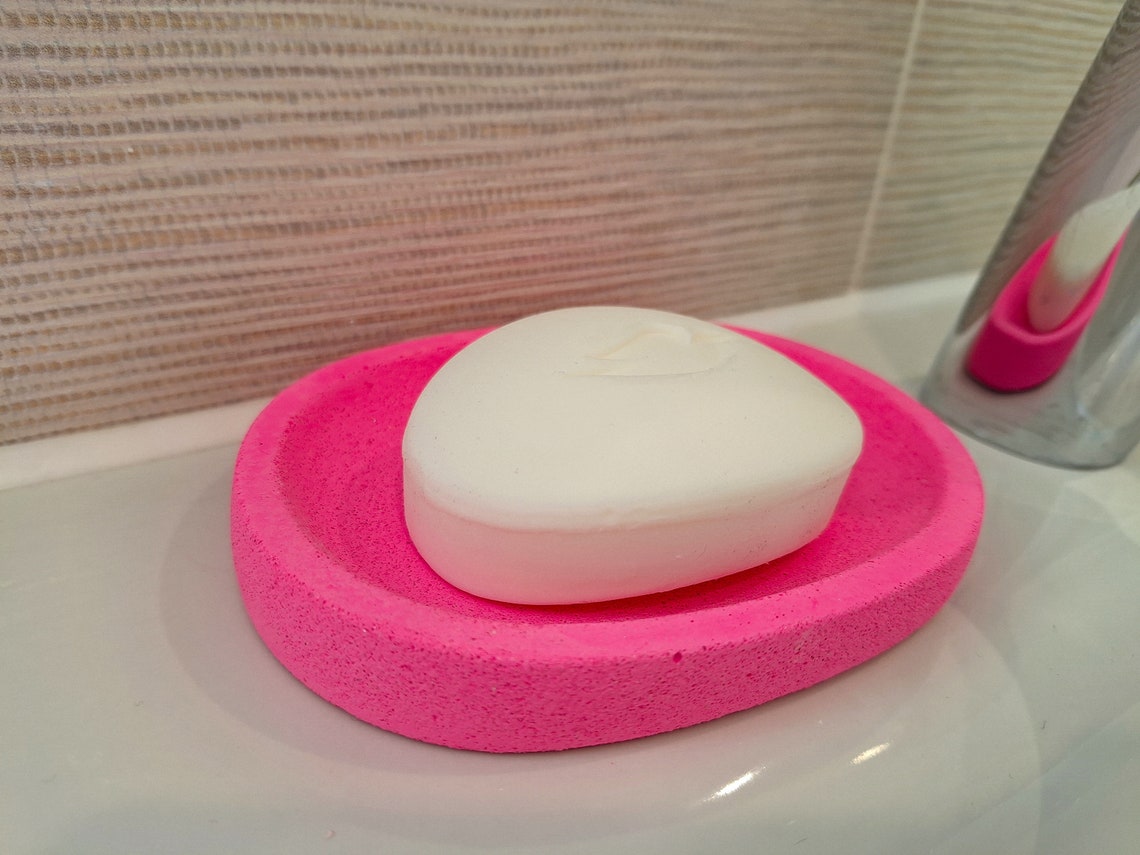 Jesmonite Oval Neon Soap Dish Handmade Soap Dish Neon Pink Green Yellow ...