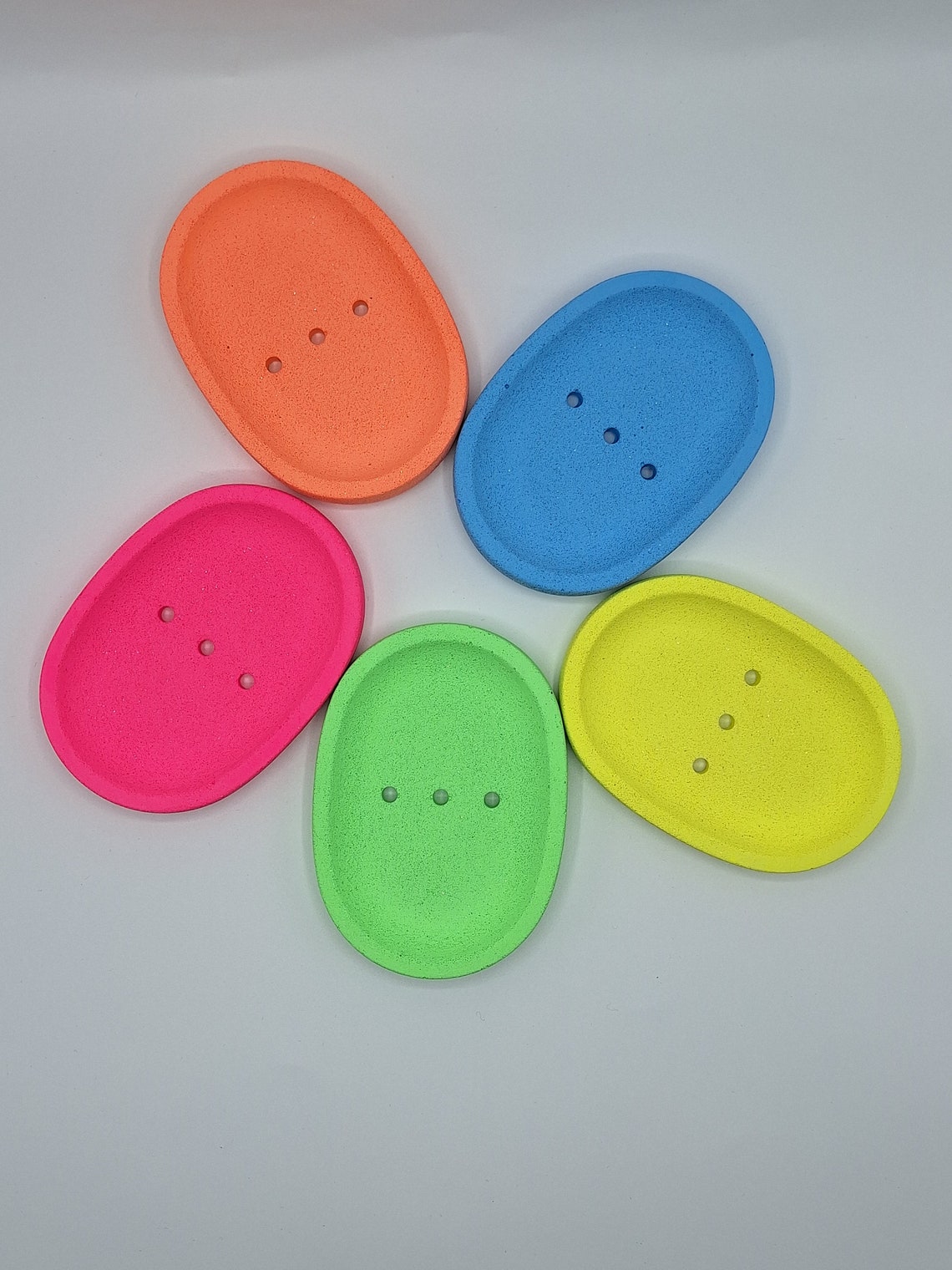 Jesmonite Oval Neon Soap Dish Handmade Soap Dish Neon Pink Green Yellow ...