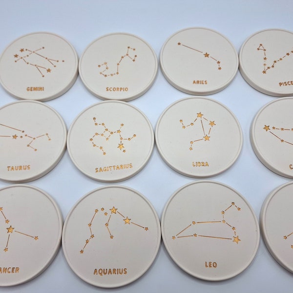 Star Sign Constellation Zodiac Gift Jesmonite Coaster Astrology Trinket ...