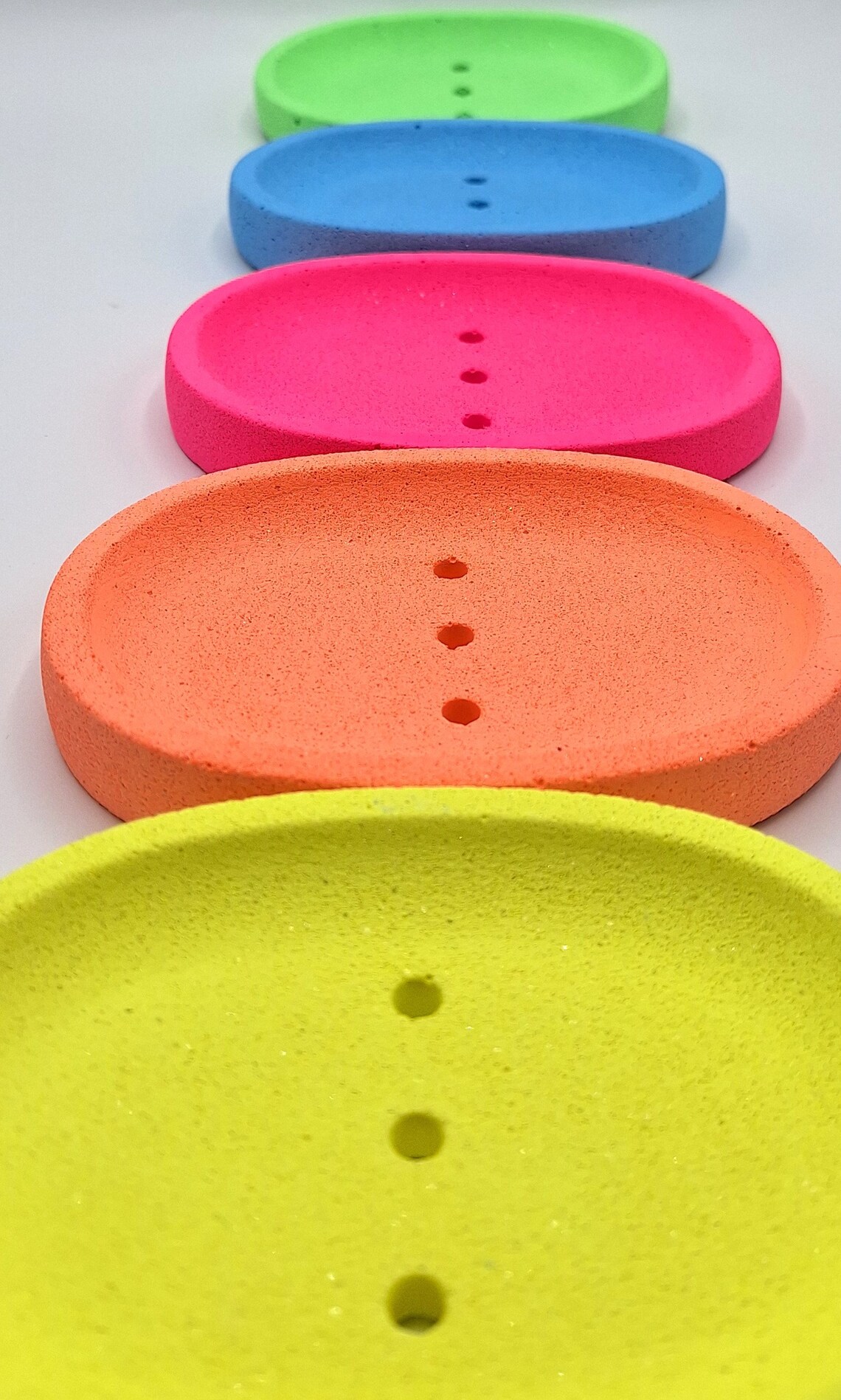 Jesmonite Oval Neon Soap Dish Handmade Soap Dish Neon Pink Green Yellow ...