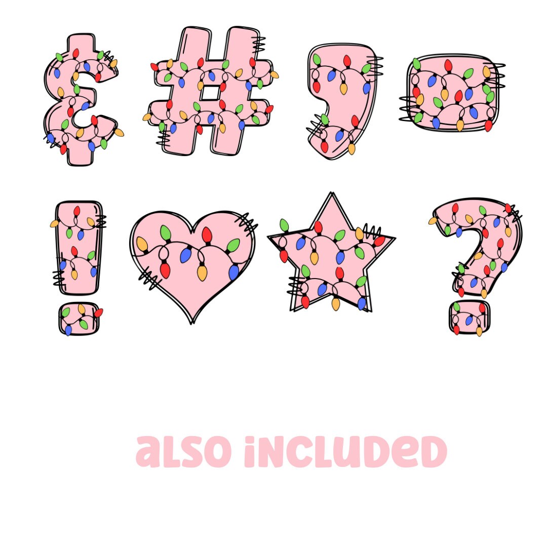Pink Christmas Lights Clipart Letters 300dpi Transparent Png. 1 Set of ...