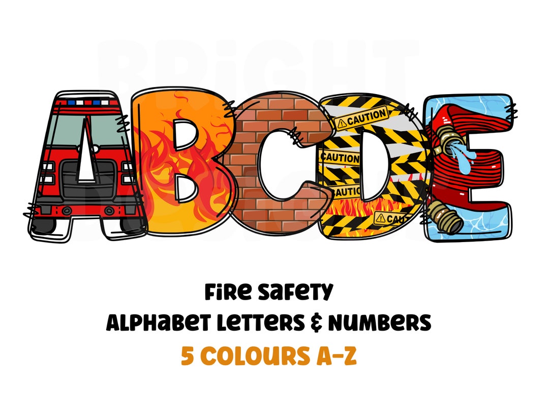 Fire Safety Clipart Letters 300dpi Transparent Png. 5 Styles - Etsy