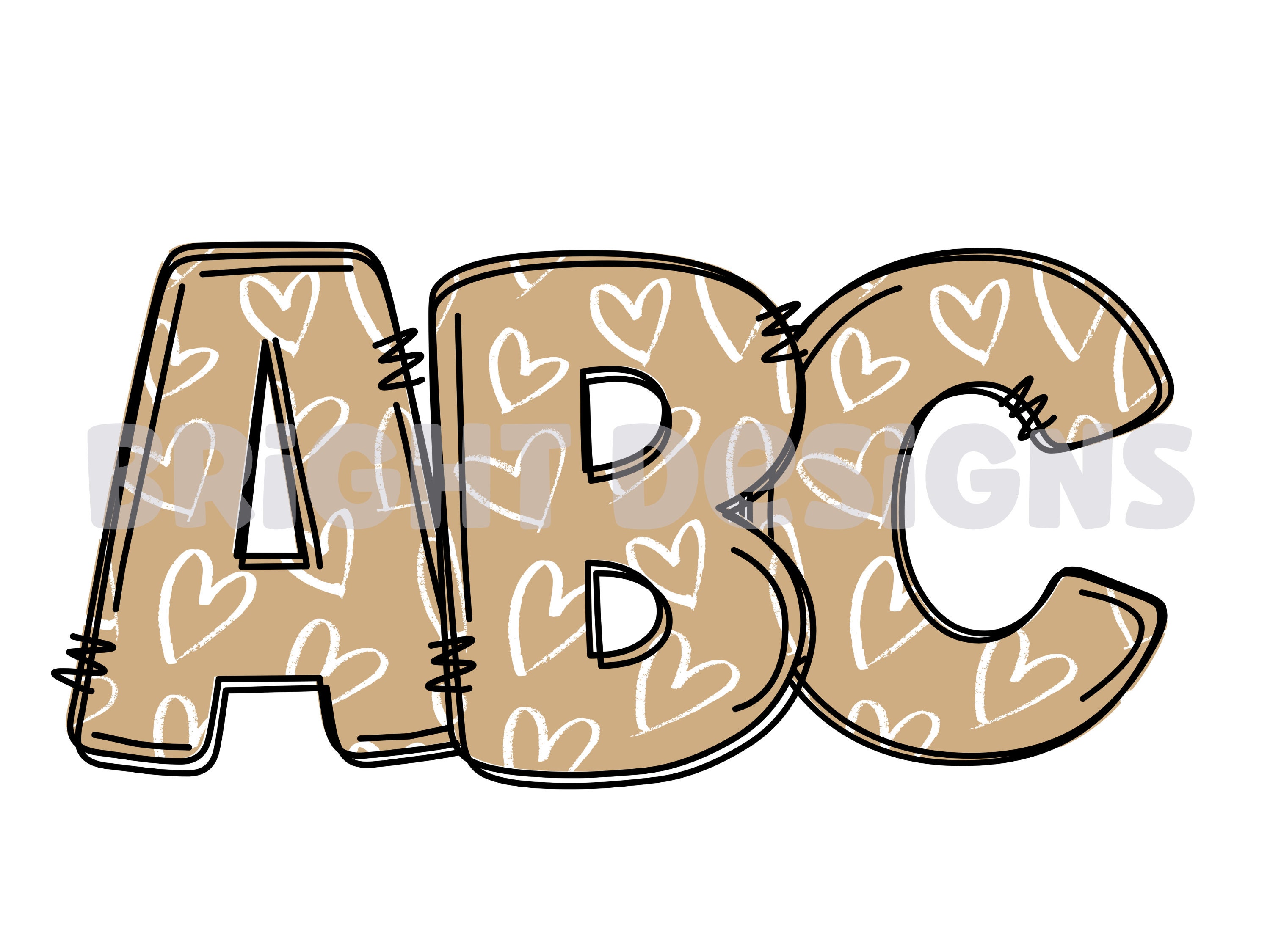 Heart Clipart Letters 300dpi Transparent Png. 5 Styles of - Etsy