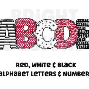 Red Black and White Clipart Letters 300dpi Transparent Png. 5 Styles of ...