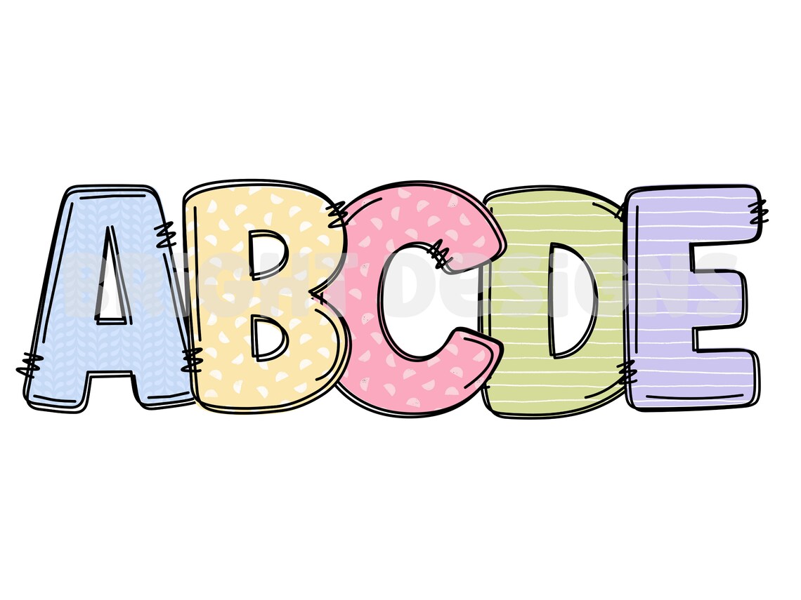 Pastel Clipart Letters 300dpi Transparent Png. 5 Styles of - Etsy