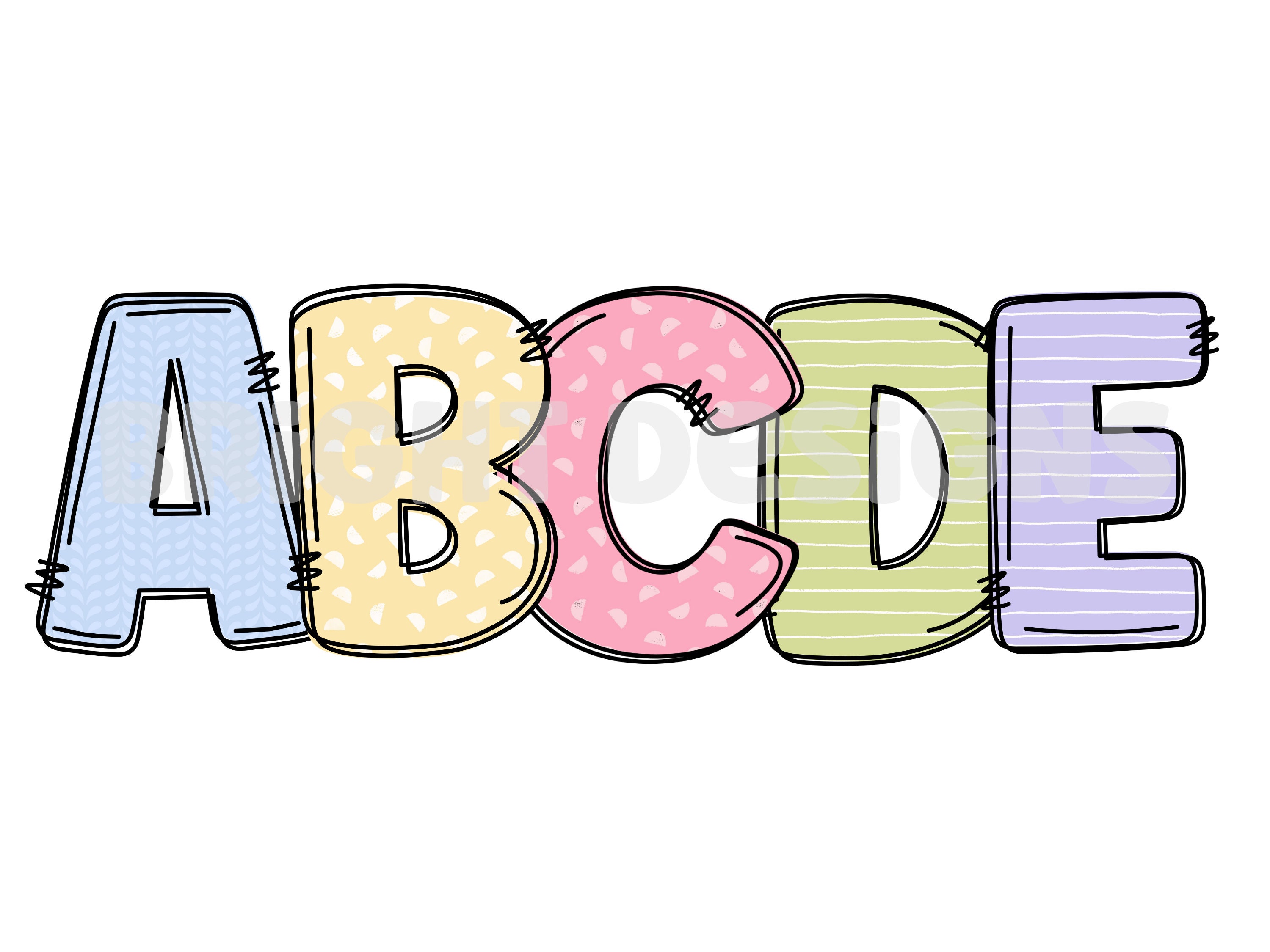 Pastel Clipart Letters 300dpi Transparent Png. 5 Styles of - Etsy