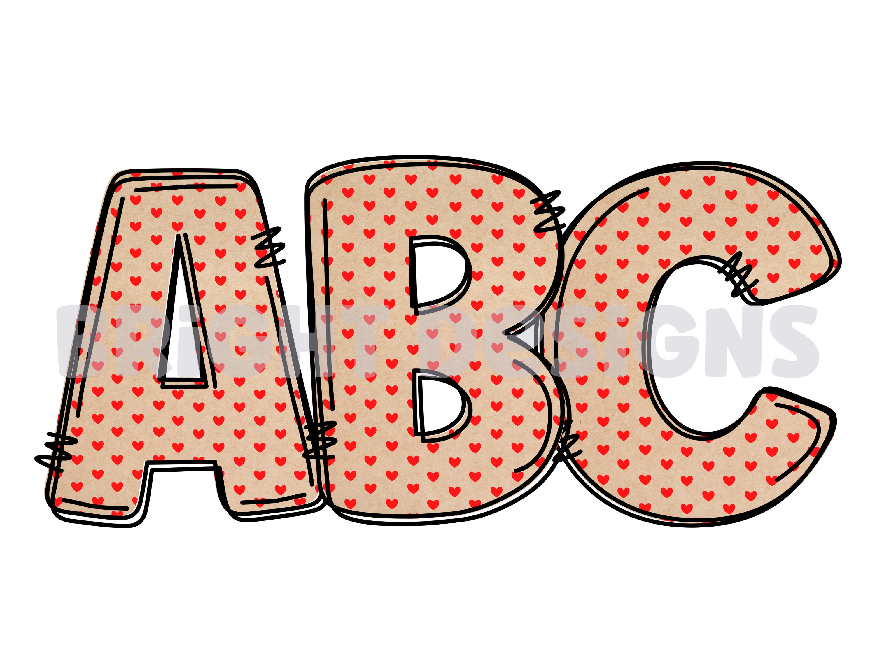 Heart Clipart Letters 300dpi Transparent Png. 5 Styles of - Etsy