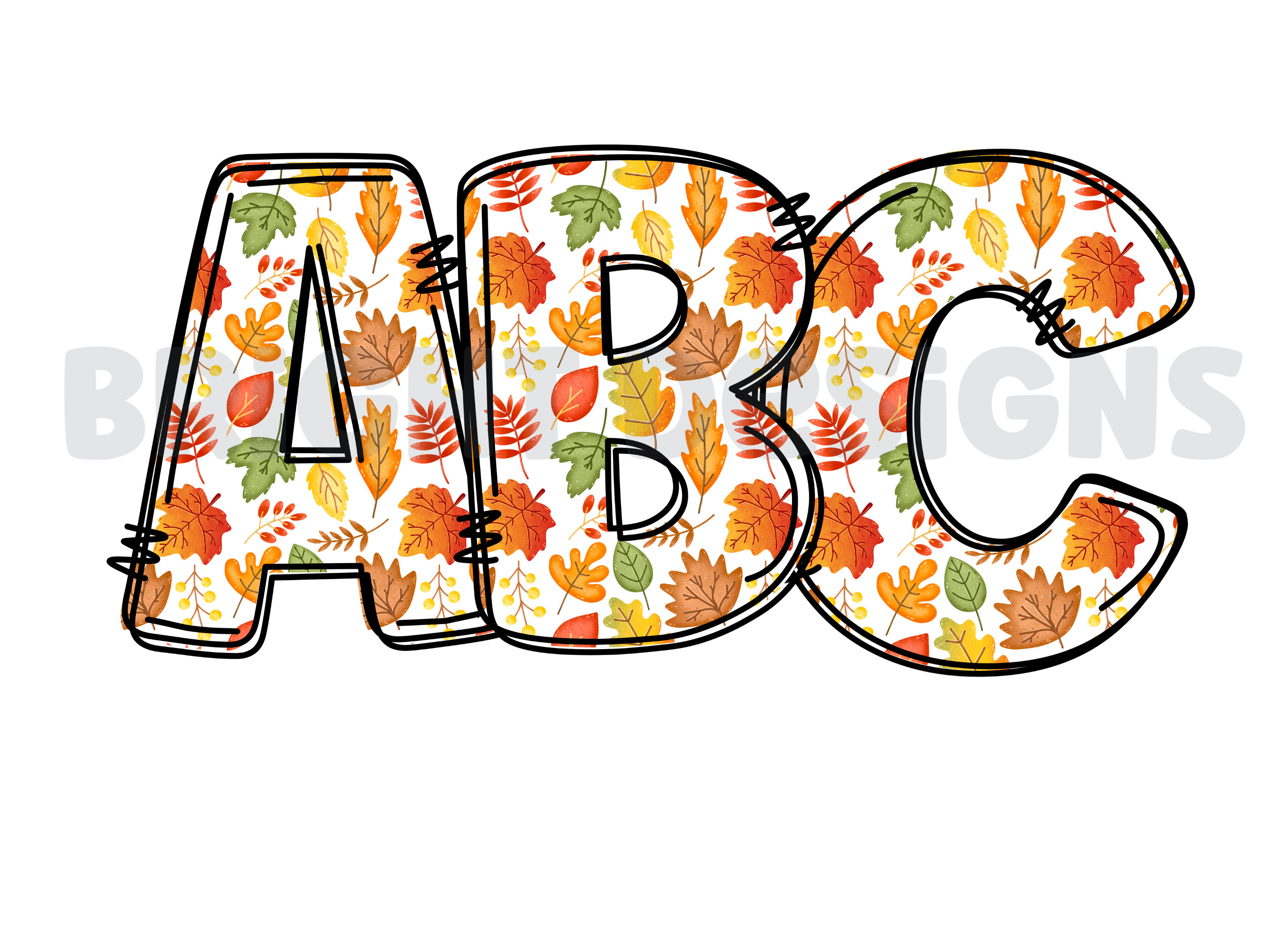 Fall Autumn Clipart Letters 300dpi Transparent Png. 5 Styles - Etsy