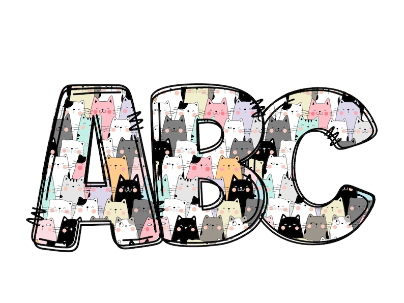 Cats Clipart Letters 300dpi Transparent Png. 5 Styles of Alphabet ...