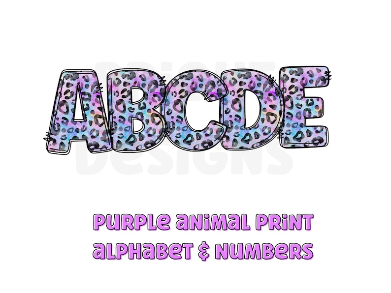 Purple Animal Print Alphabet Png Clipart Letters 300dpi - Etsy