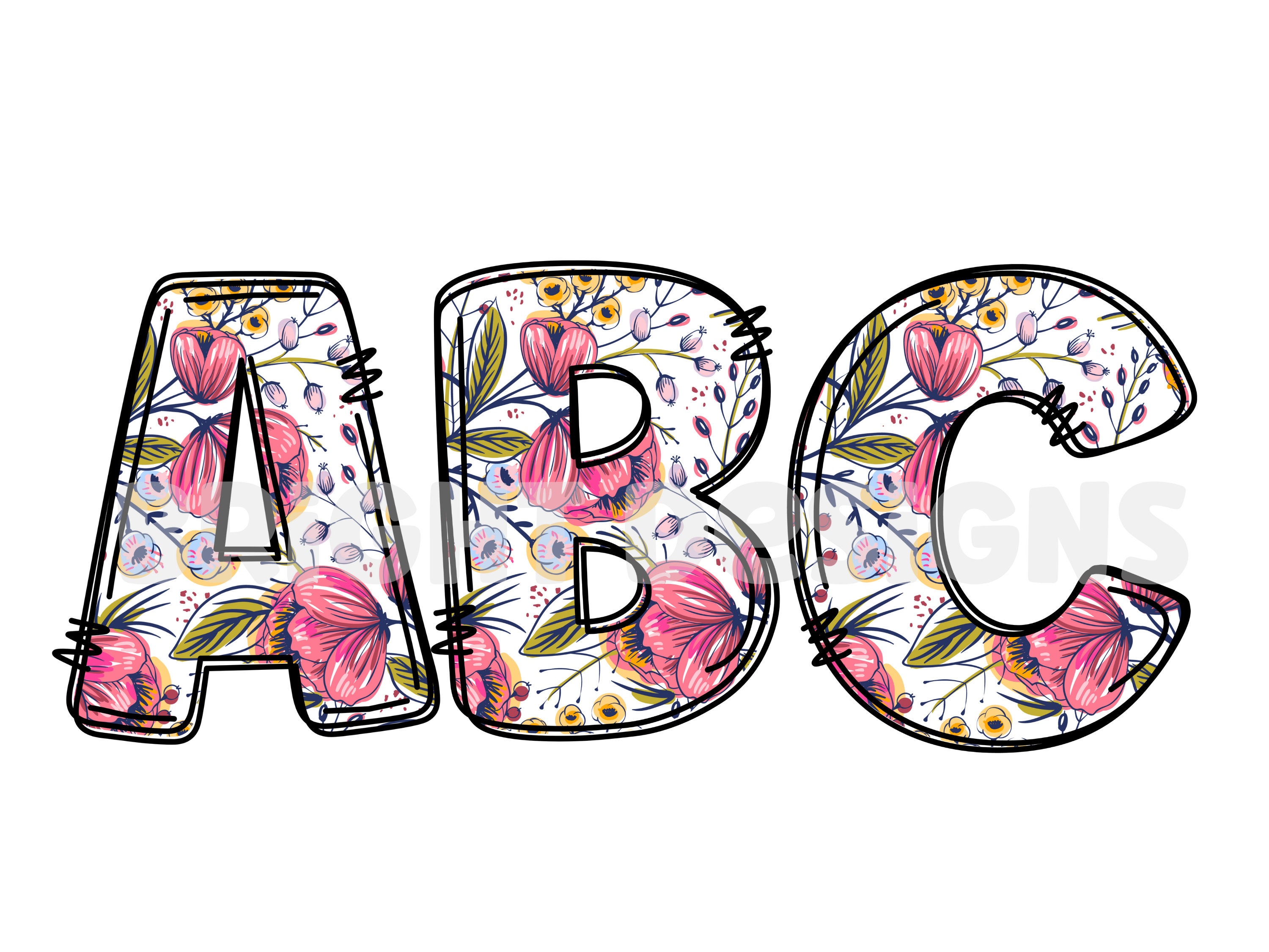 Shabby Chic Clipart Letters 300dpi Transparent Png. 5 Styles - Etsy