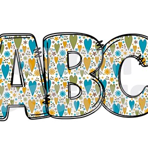 Teal, Yellow and Green Clipart Letters 300dpi Transparent Png. 5 Styles ...