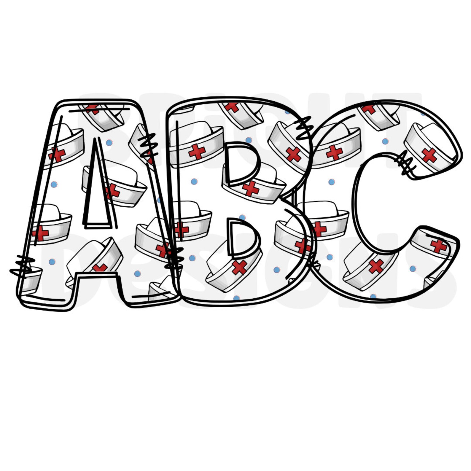 Nurse Alphabet Clipart Letters 300dpi Transparent Png. 5 Styles of ...