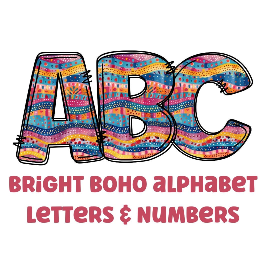Bright Boho Alphabet Png Clipart Letters 300dpi Transparent Png. 1 Set ...