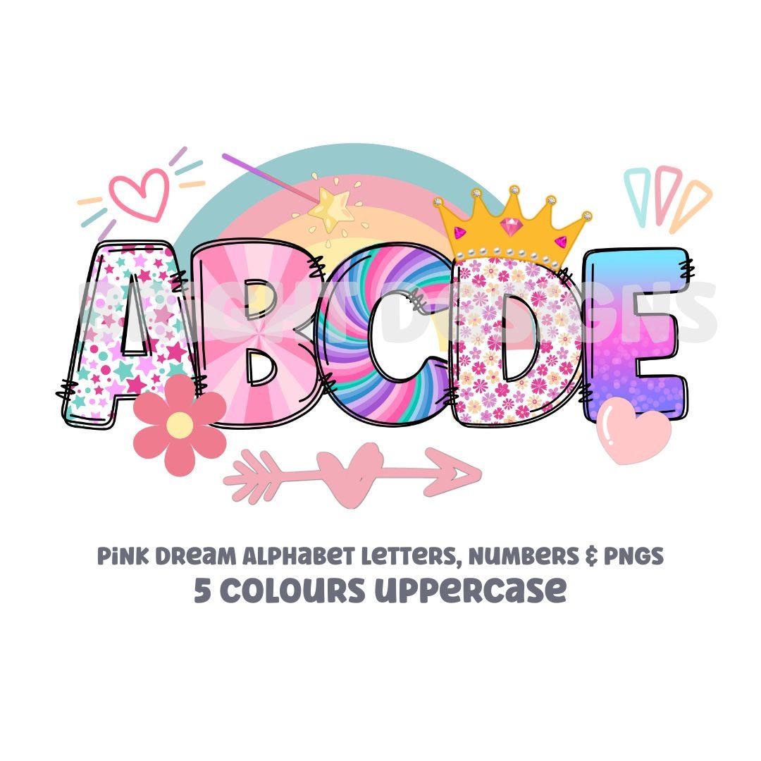 Pink Dream Alphabet Clipart Letters 300dpi Transparent Png. 5 Styles of ...