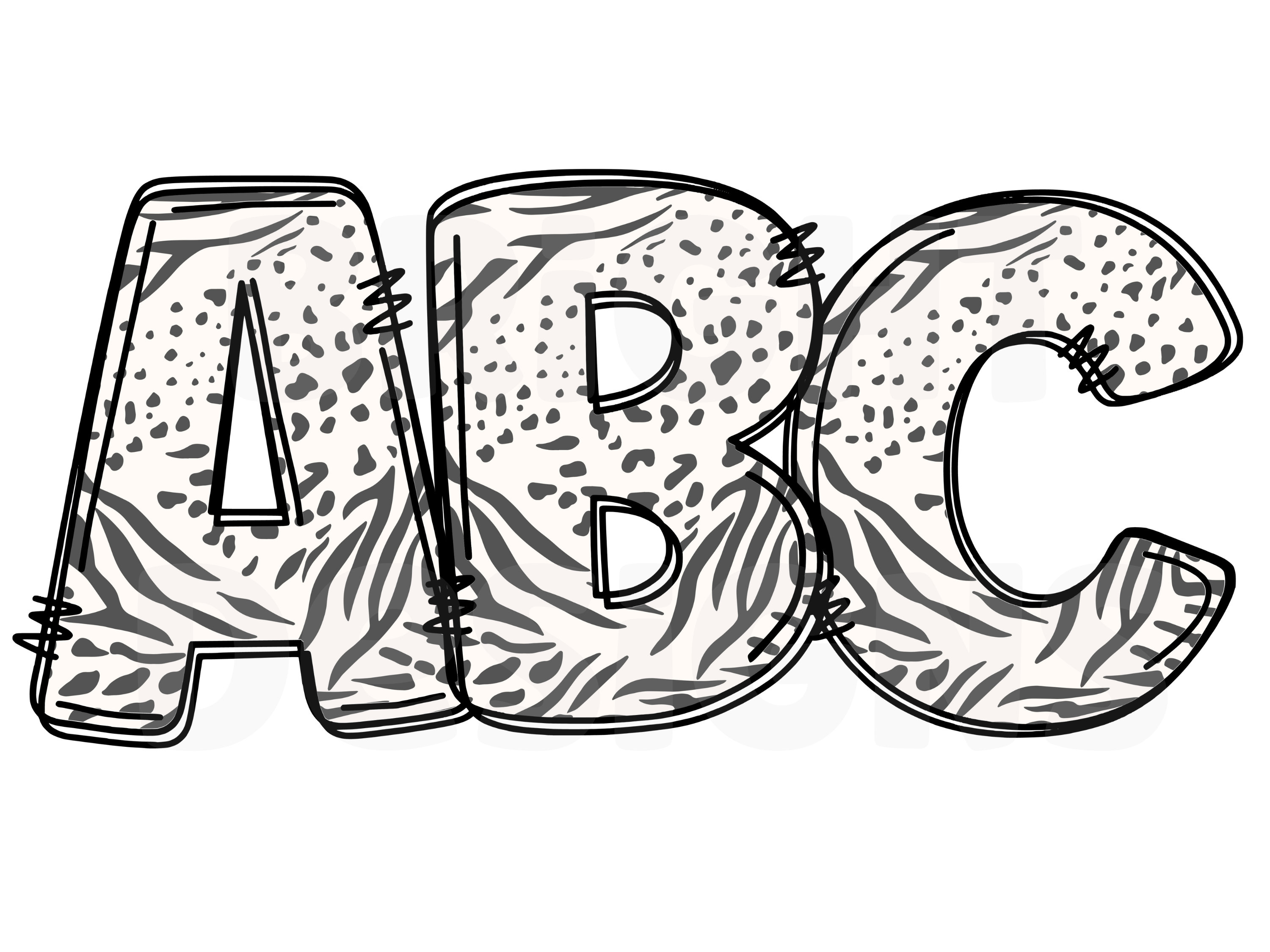 Black and White Animal Print Alphabet Clipart Letters 300dpi - Etsy