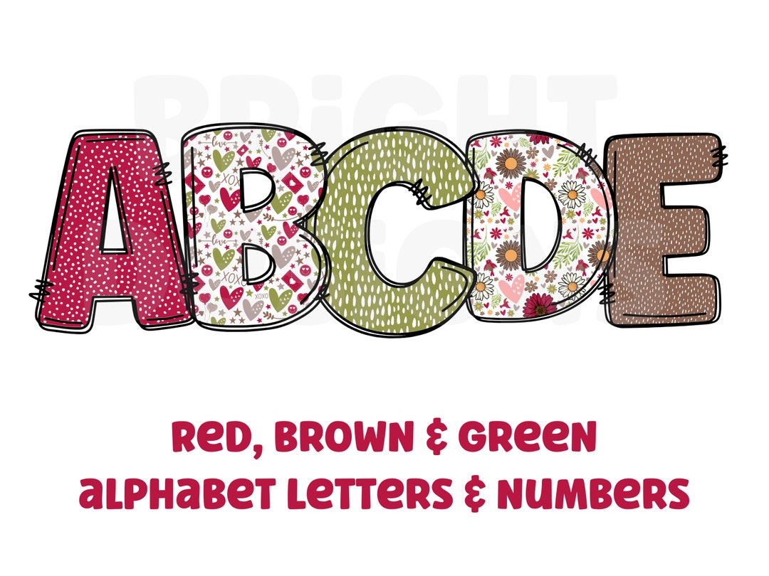 Red, Brown and Green Clipart Letters 300dpi Transparent Png. 5 Styles ...