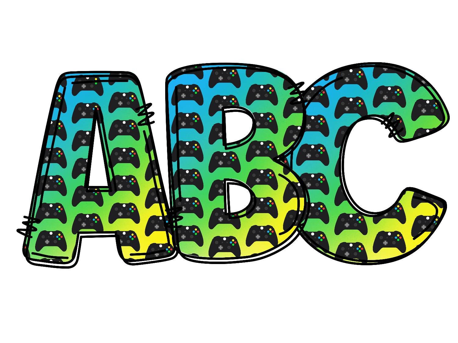 Gaming Clipart Letters 300dpi Transparent Png. 5 Styles of - Etsy