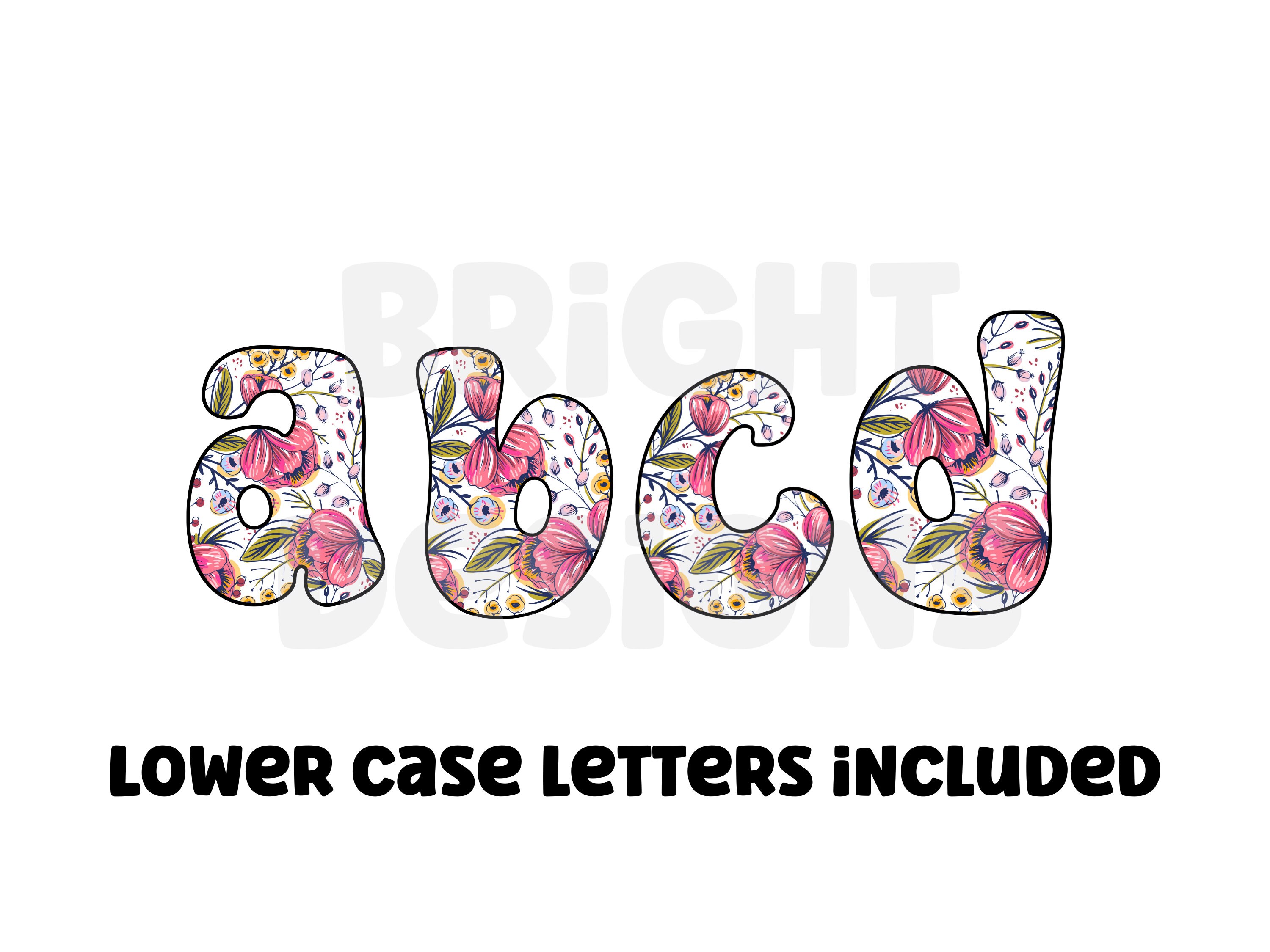 Pink Floral Alphabet Clipart Letters Transparent Pngs of A-Z Uppercase ...