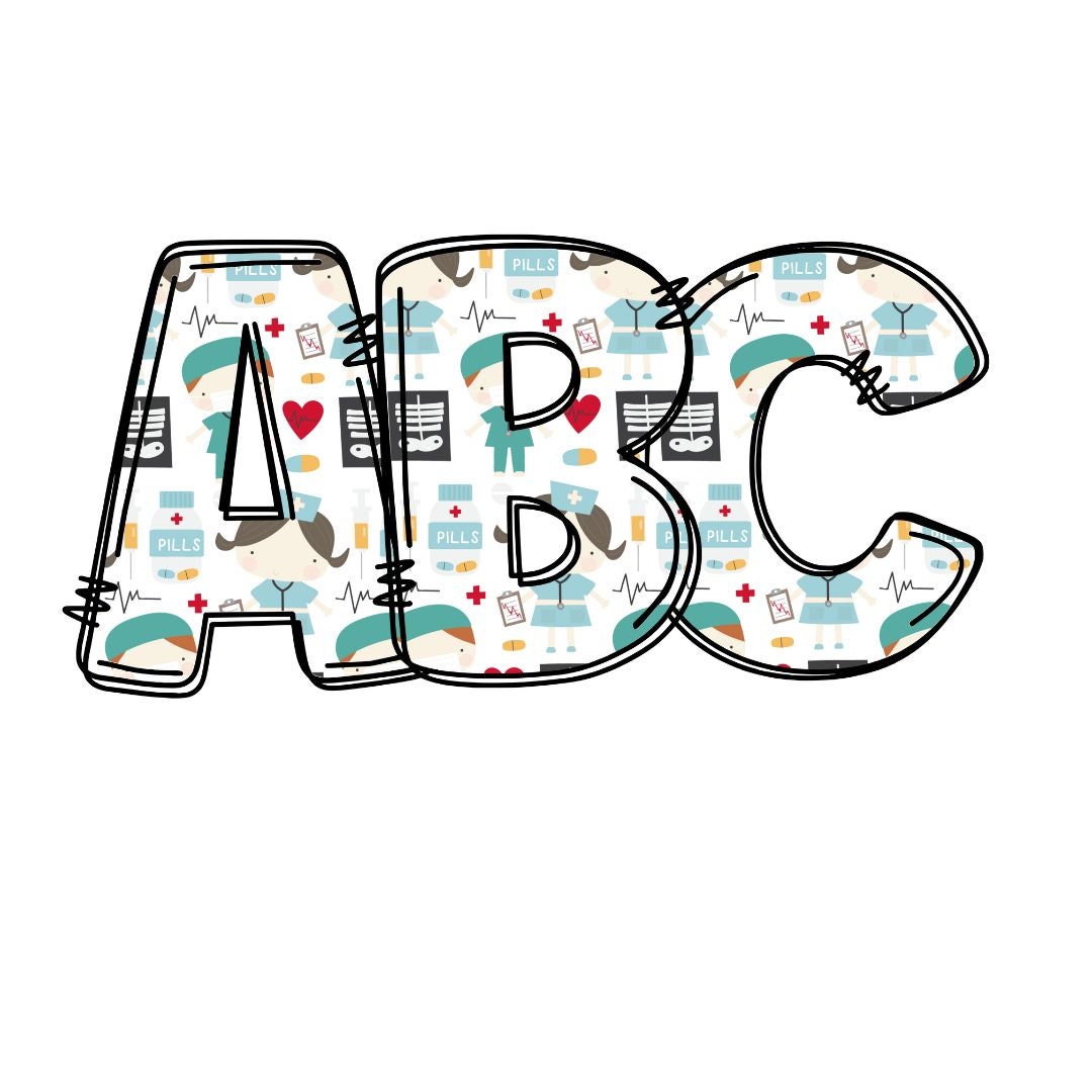 Nurse Alphabet Clipart Letters 300dpi Transparent Png. 5 Styles of ...