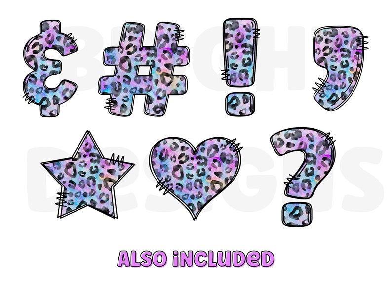 Purple Animal Print Alphabet Png Clipart Letters 300dpi - Etsy