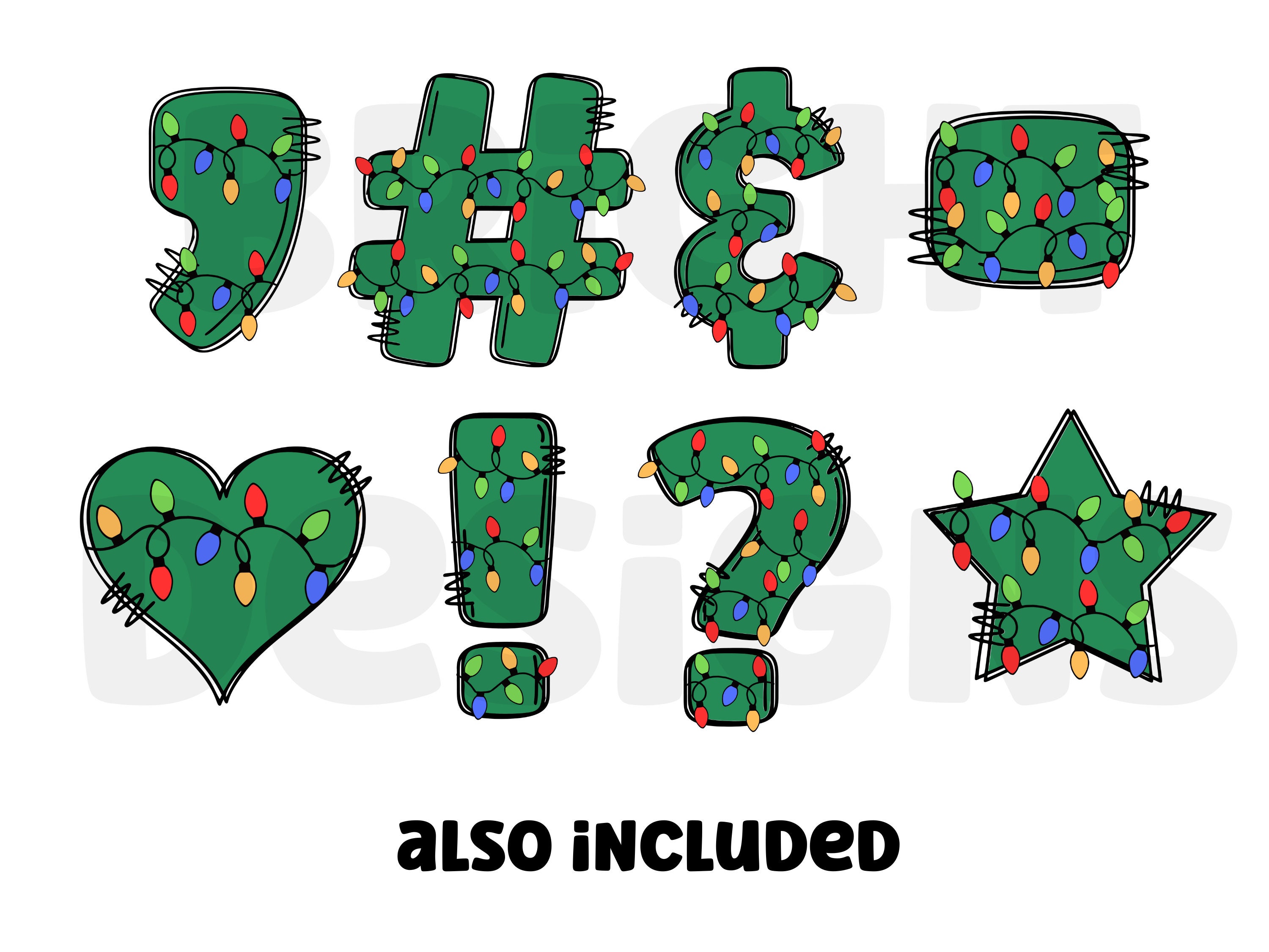 Christmas Lights Clipart Letters 300dpi Transparent Png. 1 Set - Etsy