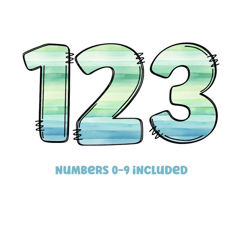 Blue and Green Watercolor Alphabet Png Clipart Letters 300dpi ...