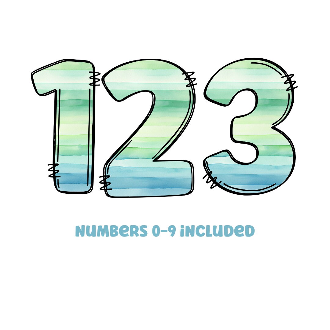 Blue and Green Watercolor Alphabet Png Clipart Letters 300dpi ...